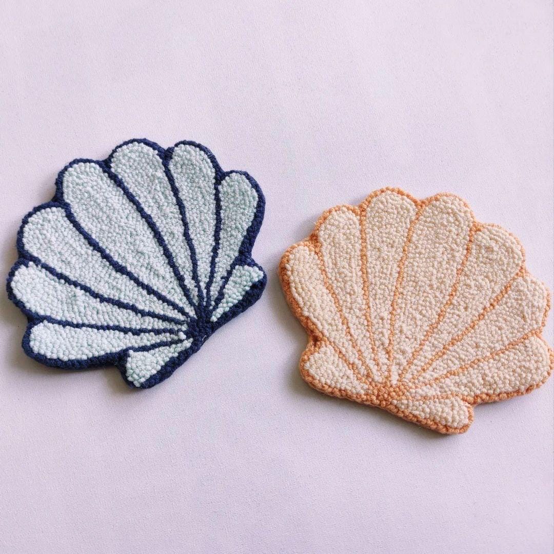 Colorful Seashell Pattern Punch Needle Handmade Coaster – Summer ...