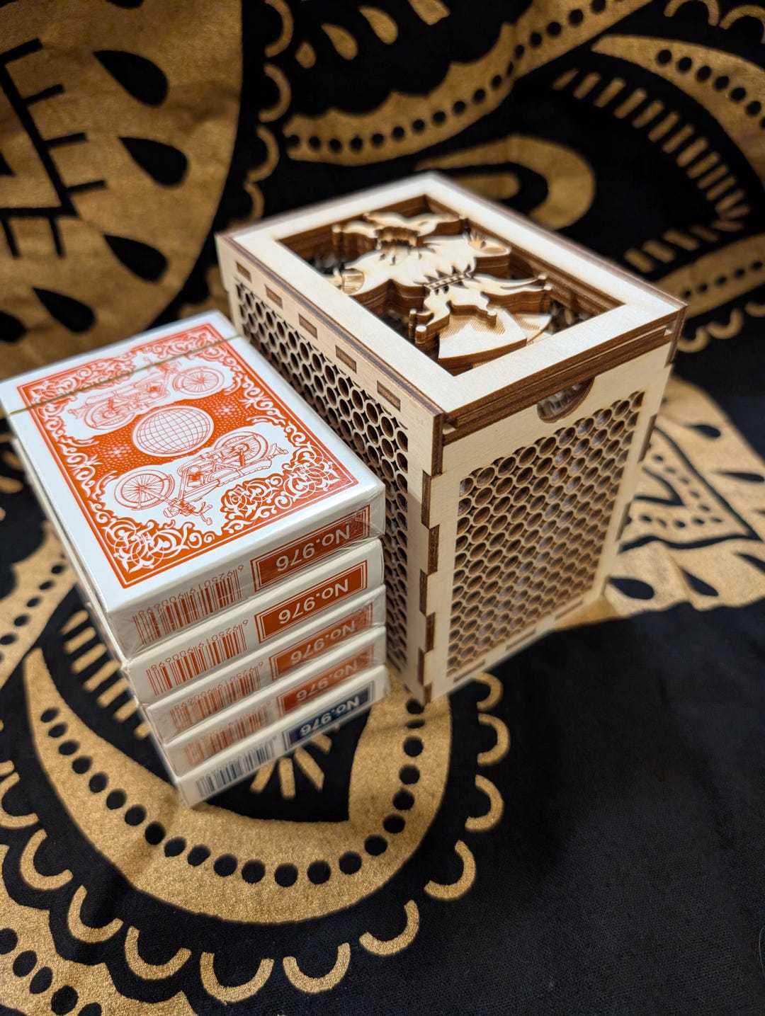 NEW!! Holds up to 5 Decks of Cards- Handcrafted Wooden Playing Card ...