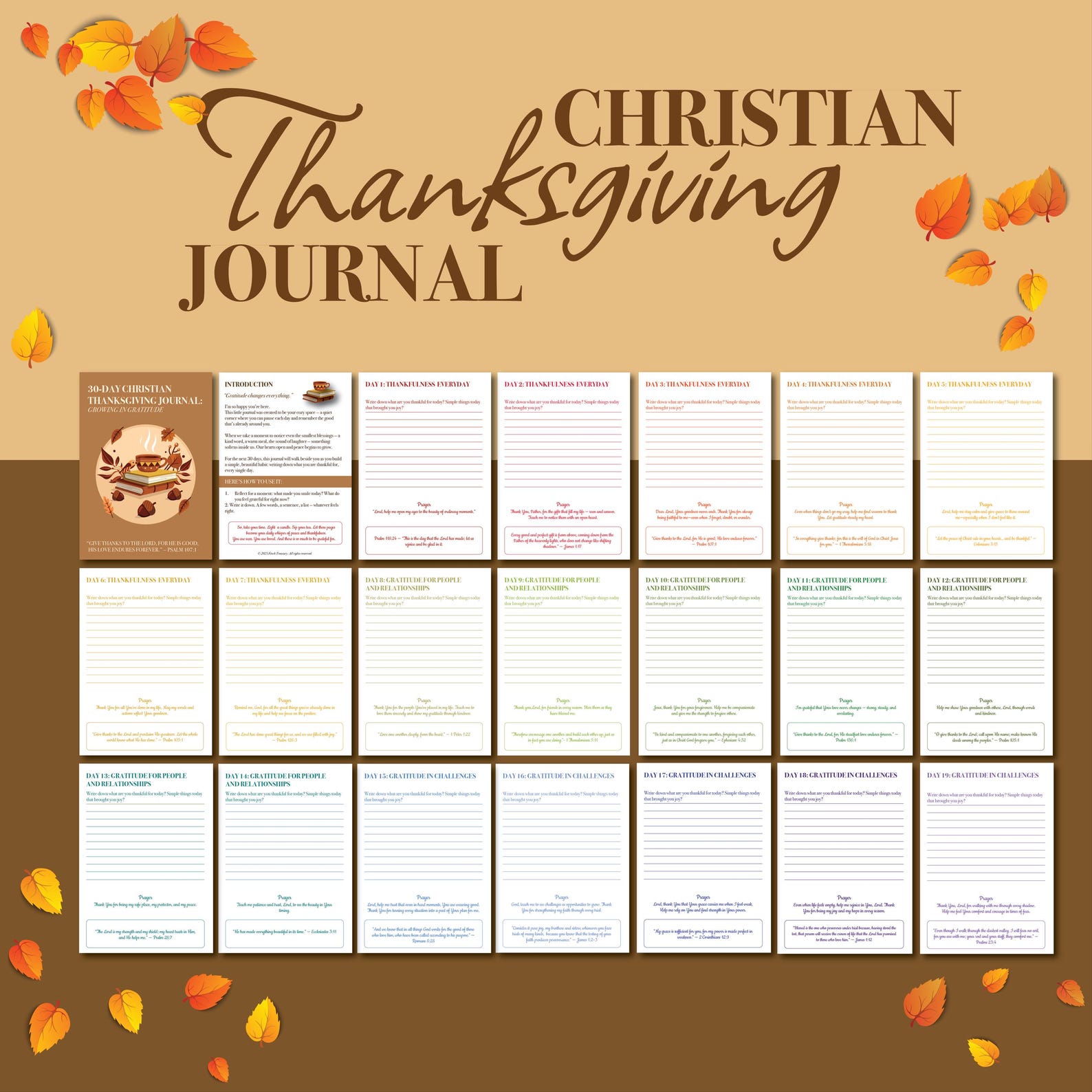 Christian Gratitude Journal | 30-day Thanksgiving Bible Prompts (PDF ...