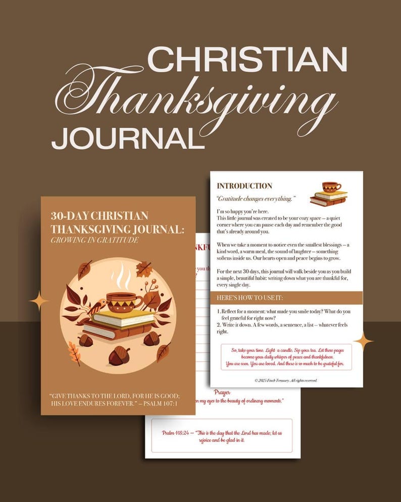 Christian Gratitude Journal | 30-day Thanksgiving Bible Prompts (PDF ...