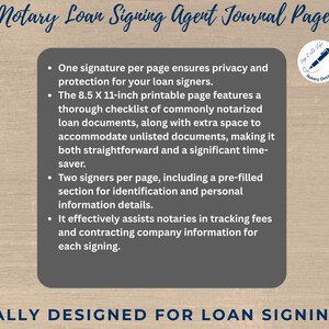 Notary Loan Signing Agent Journal Page - Etsy