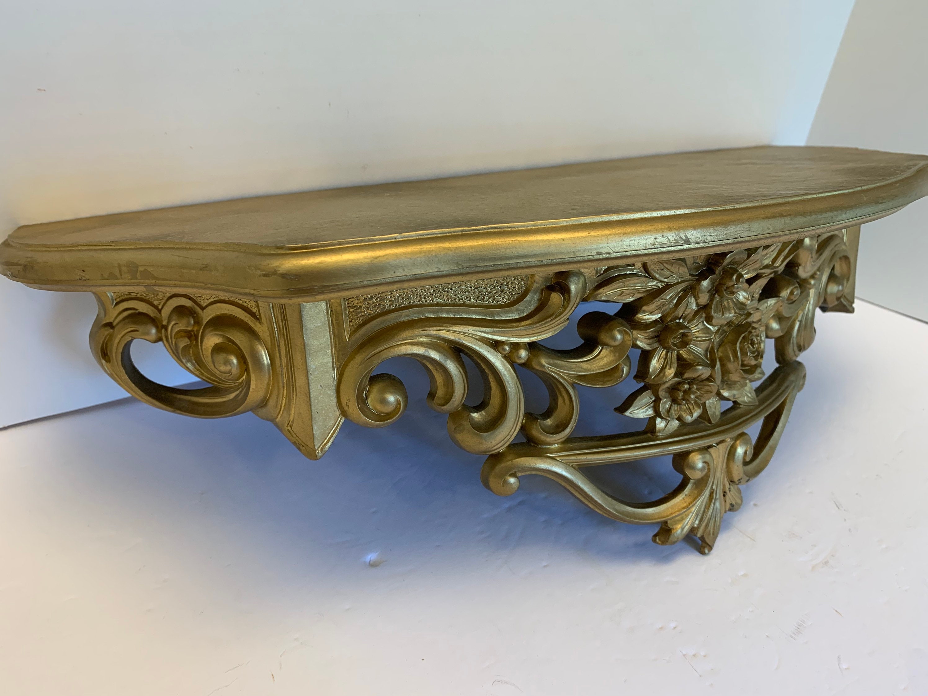 Vintage Ornate Gold Plastic Resin Shelf 19 wide Mid | Etsy
