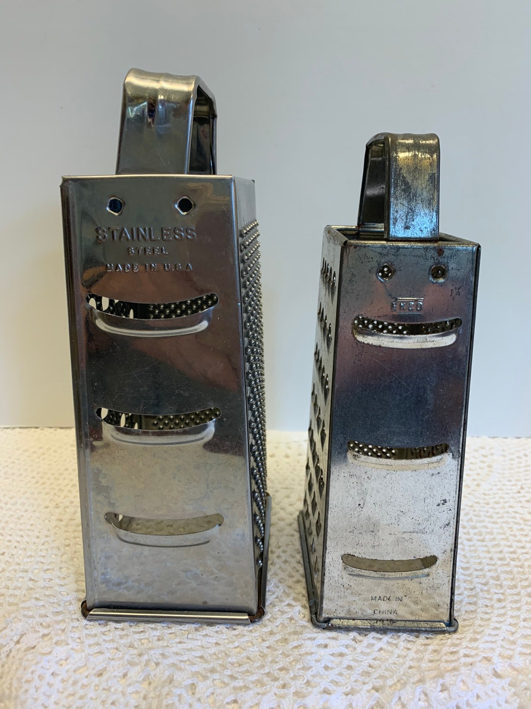 Vintage 2 Box Cheese Graters Stainless Steel Erco Made in USA and China ...