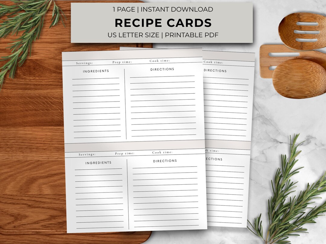 Carte de recette à imprimer, carte de recette moderne, page de livre de ...
