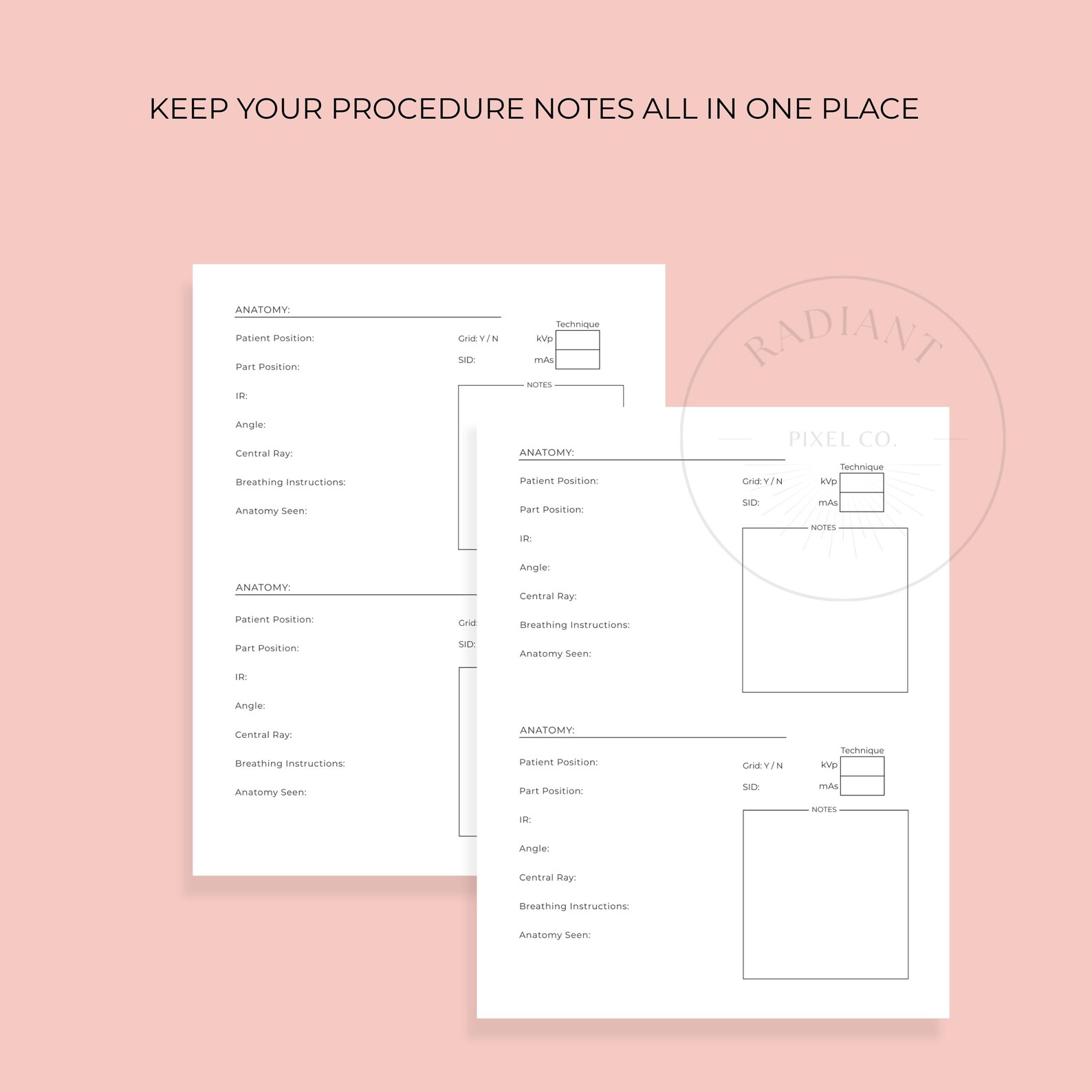 Radiology Procedures Worksheet, Printable ARRT Study Tool, X-ray ...