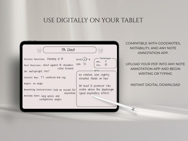 Radiology Positioning Cards, Xray Flashcards, ARRT Exam Study Tool, Rad ...