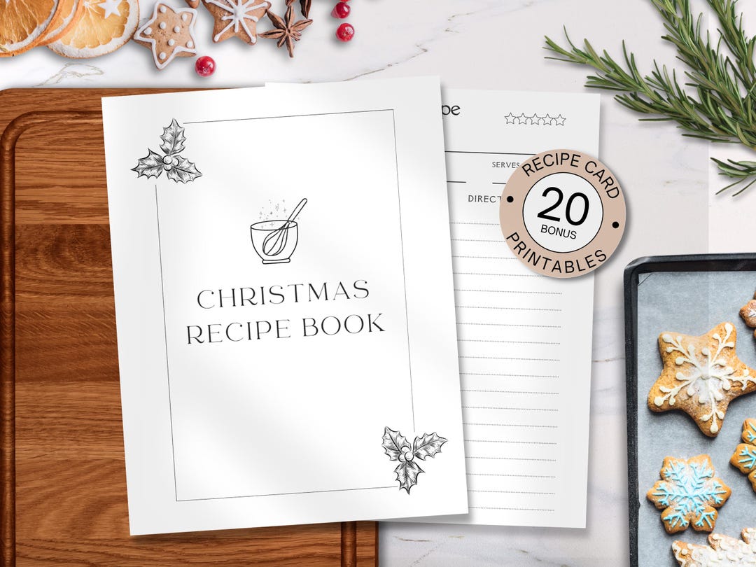 Christmas Minimalist Recipe Template, Editable Recipe Binder Kit ...