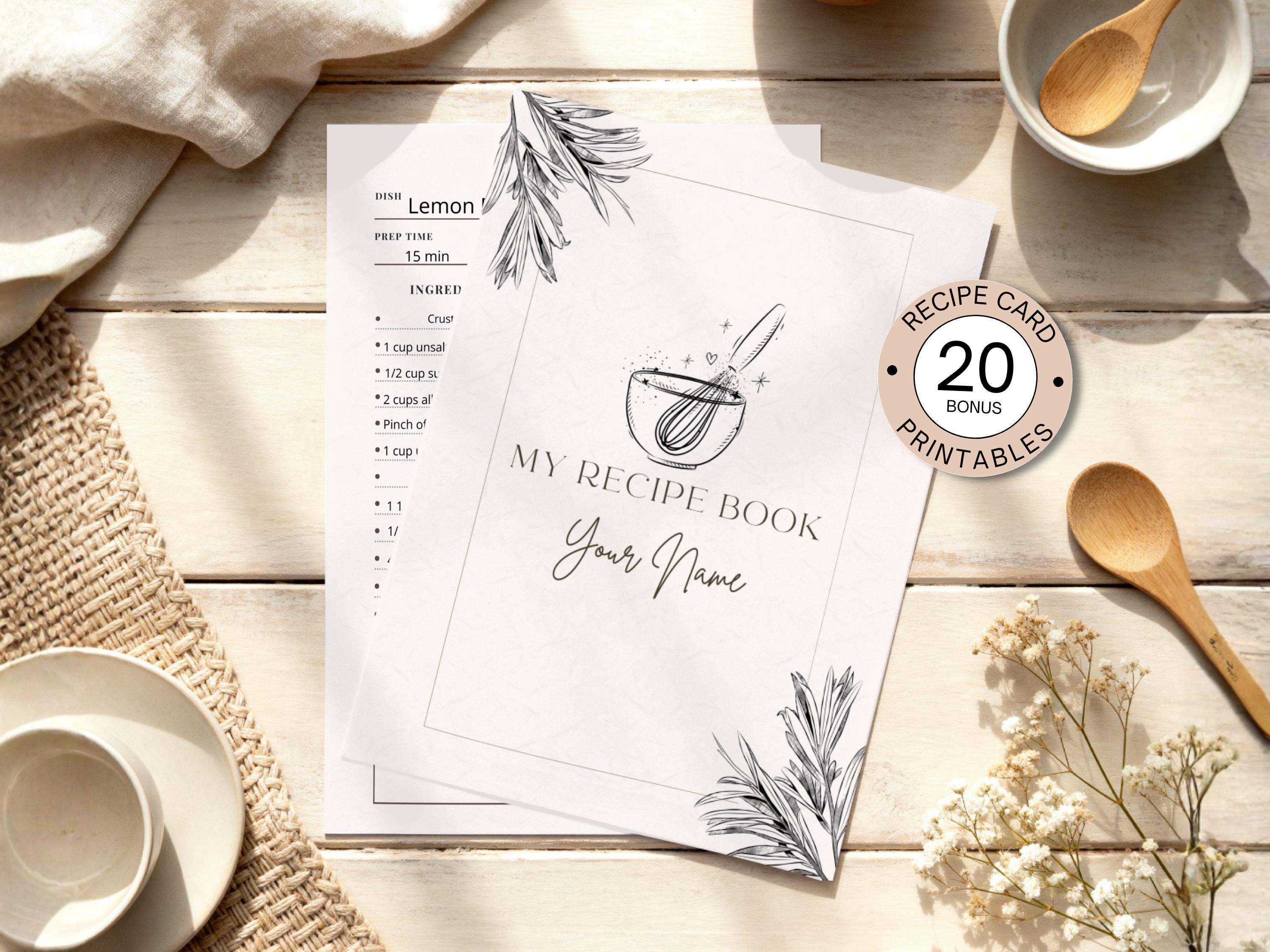 Minimalist Editable Recipe Template, Editable Recipe Binder Kit ...