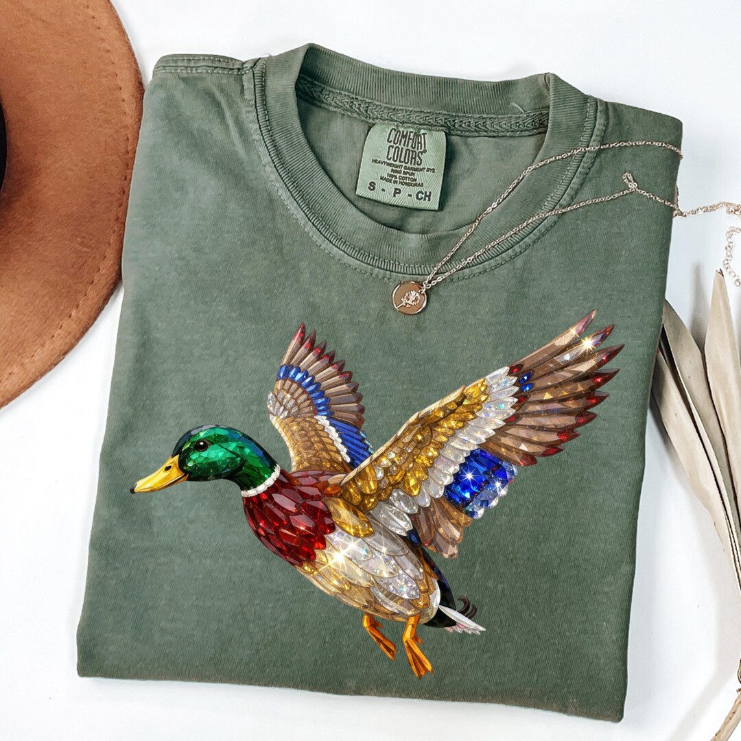 Faux Rhinestone Mallard Duck PNG, Flying Duck, Sparkly Duck Sublimation ...
