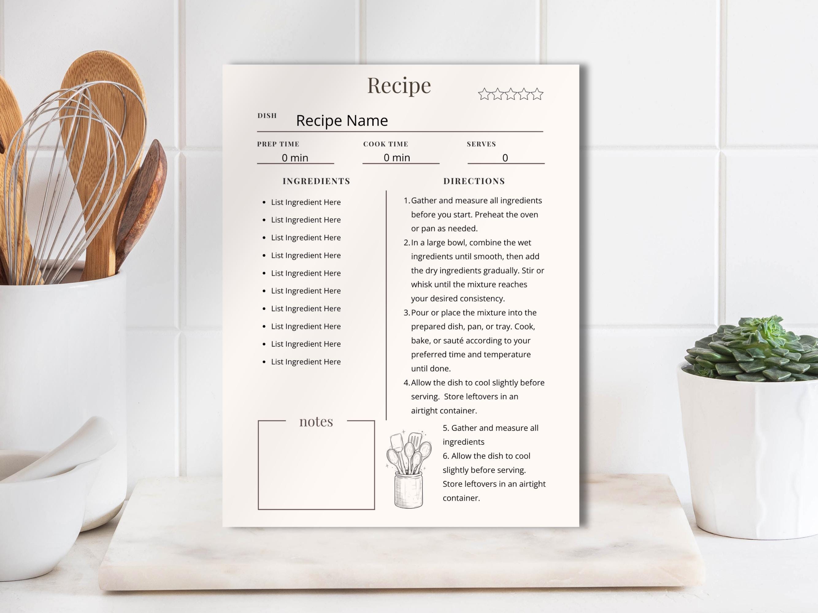 Minimalist Editable Recipe Template, Editable Recipe Binder Kit ...