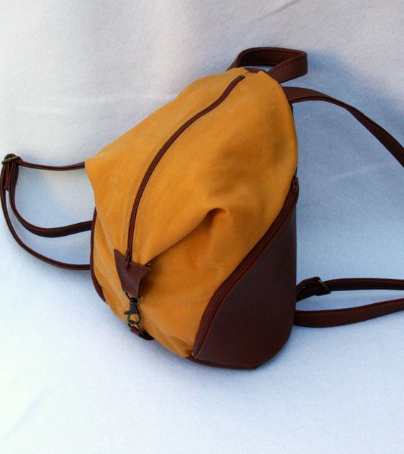 Yellow Waxed Canvas Backpack Denver Mini Backpack | Etsy