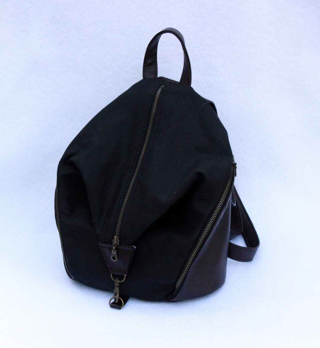 Black Waxed Canvas Backpack - Denver Mini Backpack Black and Brown - Etsy