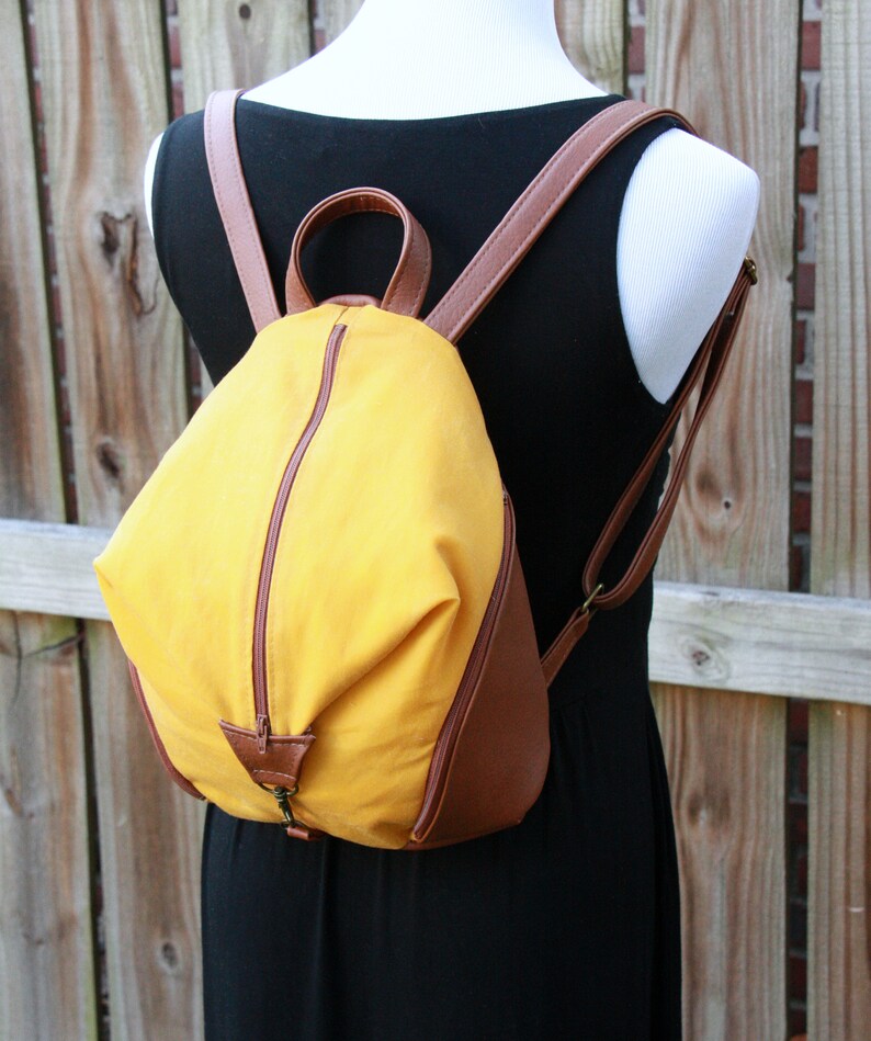 Yellow Waxed Canvas Backpack Denver Mini Backpack | Etsy