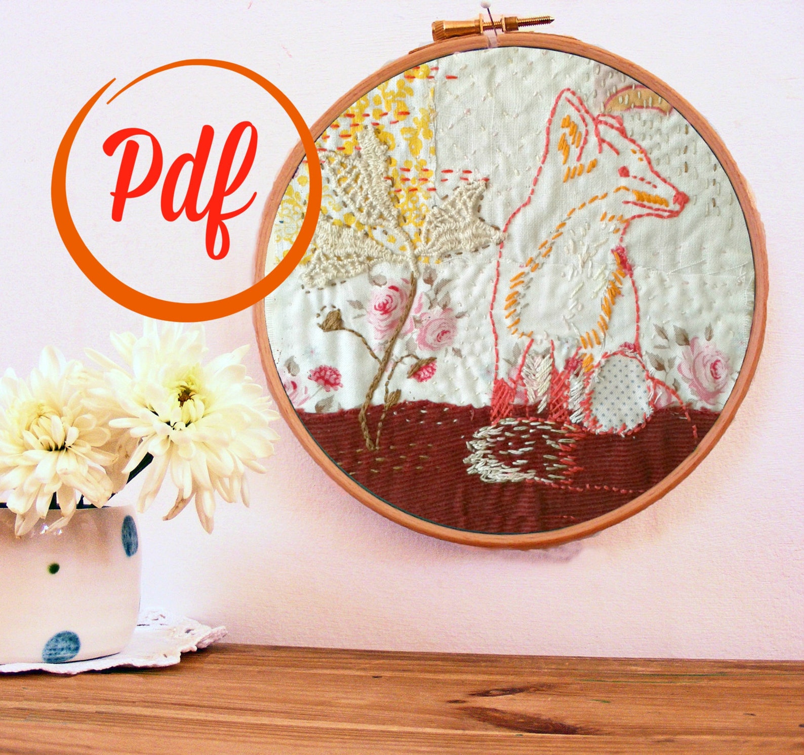 Fox embroidery pattern. PDF pattern. Printable. Woodland | Etsy