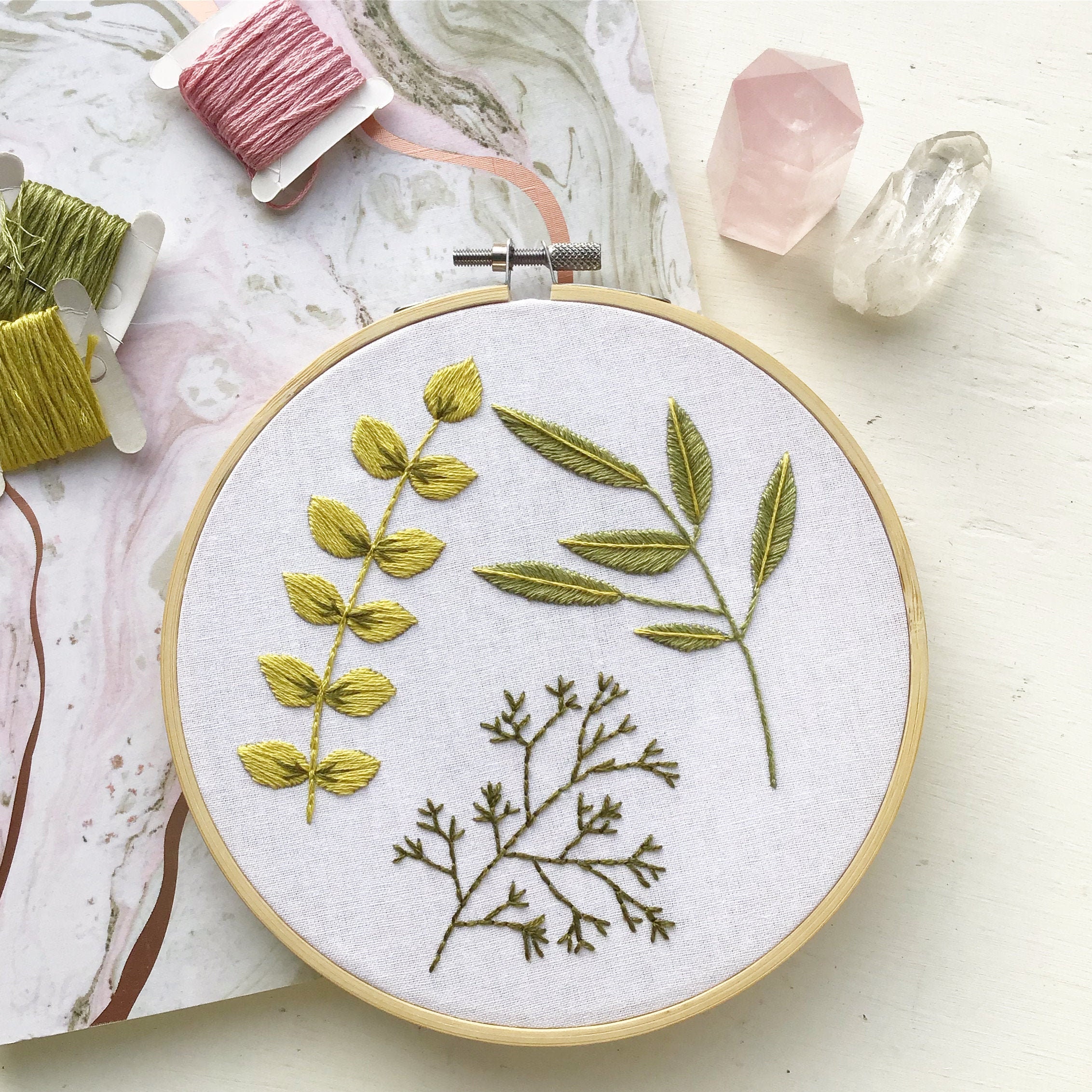 Modern Botanical PDF Pattern.botanical Leaves Embroidery - Etsy