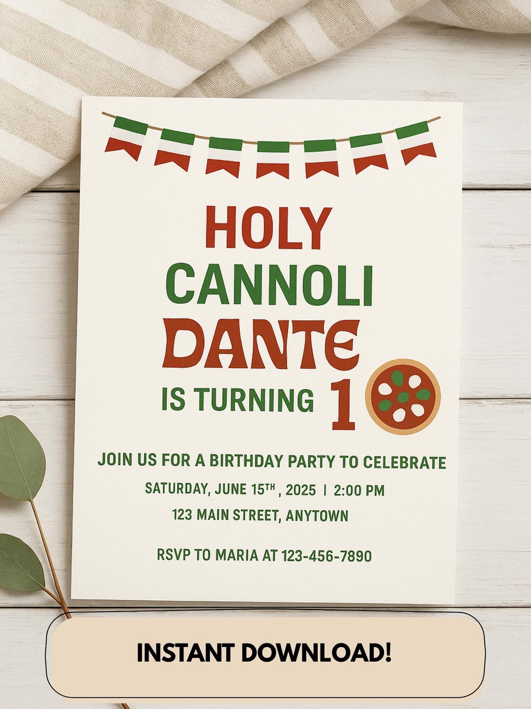 Holy Cannoli First Birthday Invitation, Italian Theme 1st Birthday ...
