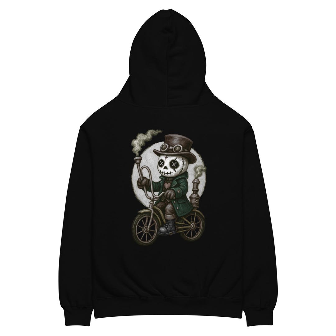 Oversized Premium Steampunk Voodoo Doll Bicycle Hoodie – Gothic Skull ...