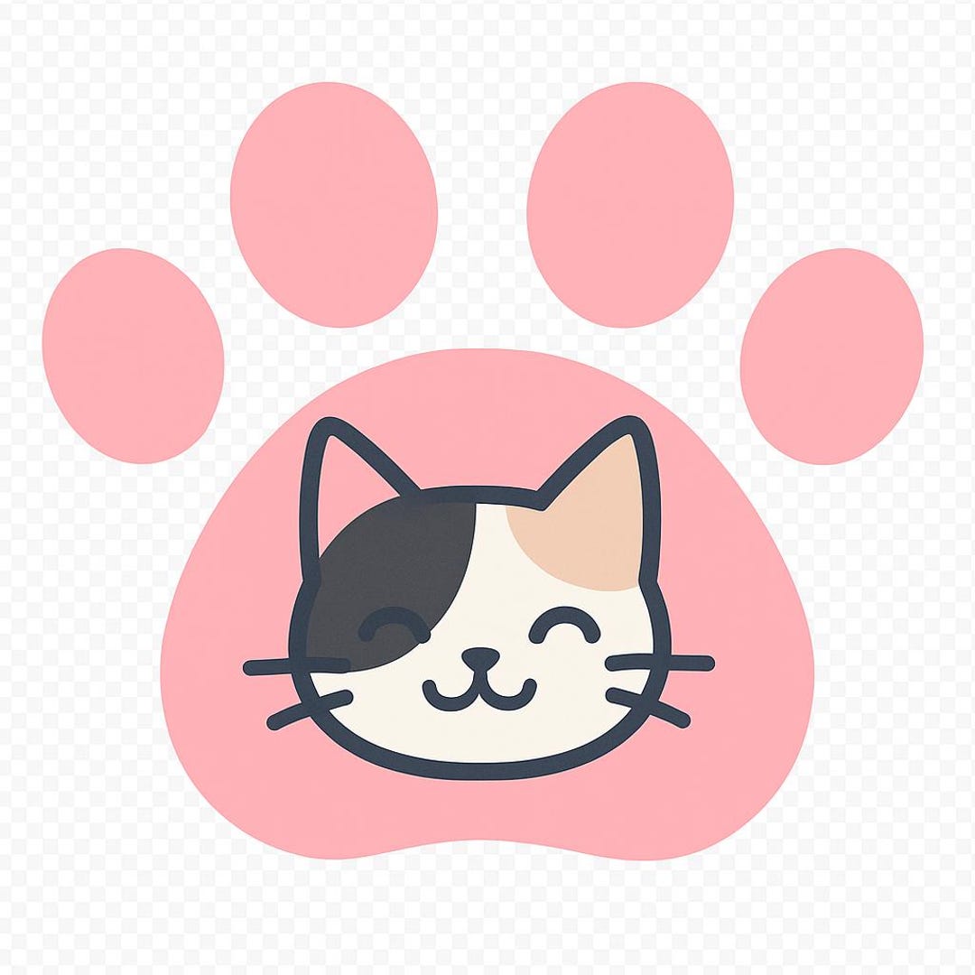 Sunday the Calico Cat in Pink Paw Print | Print Vinyl Die Cut 3in or ...