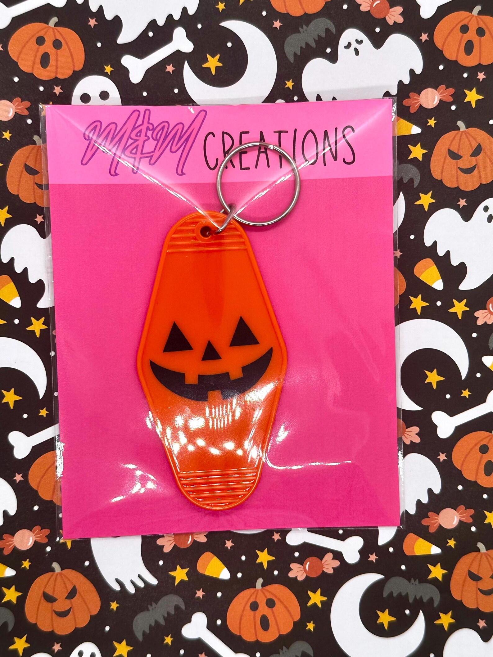 Retro Motel Key Tag: Halloween Pumpkin Keychain - Spooky Fall Accessory ...