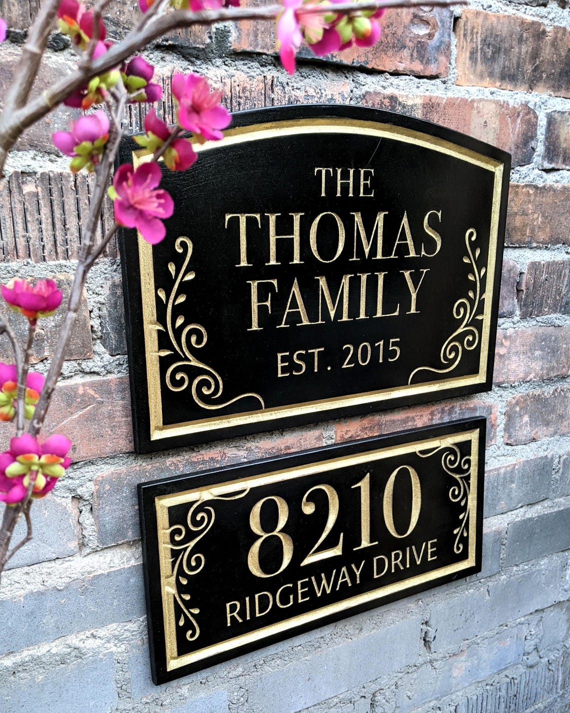 Custom Engraved Family Name & Address Plaque Set - Old World Manor ...