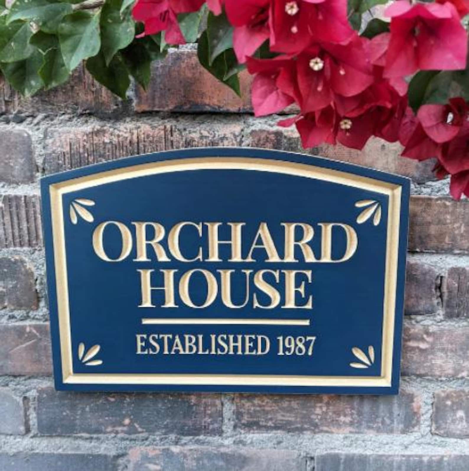 Custom Family Name Sign: Engraved MDF House Plaque With Classic Motifs ...