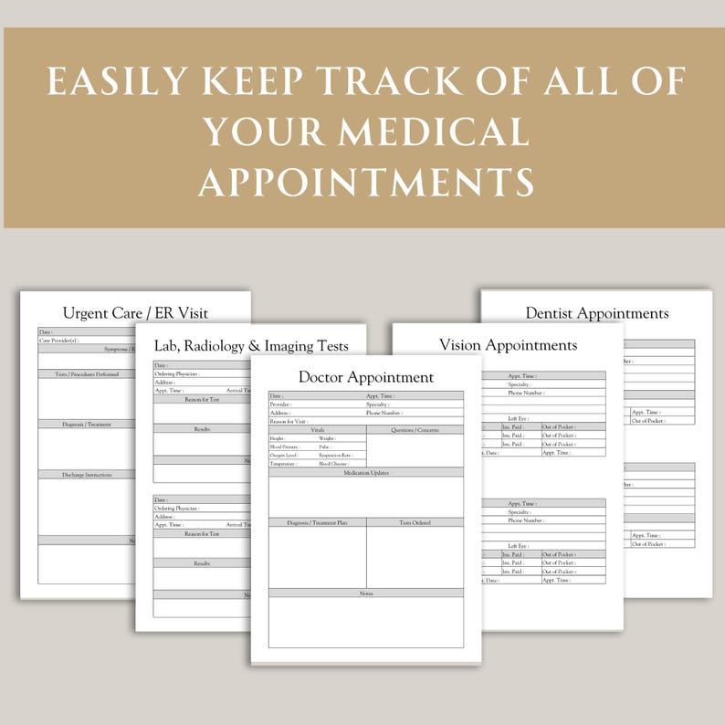 Printable Medical Planner | Health Tracker, Medication Log, Appointment ...