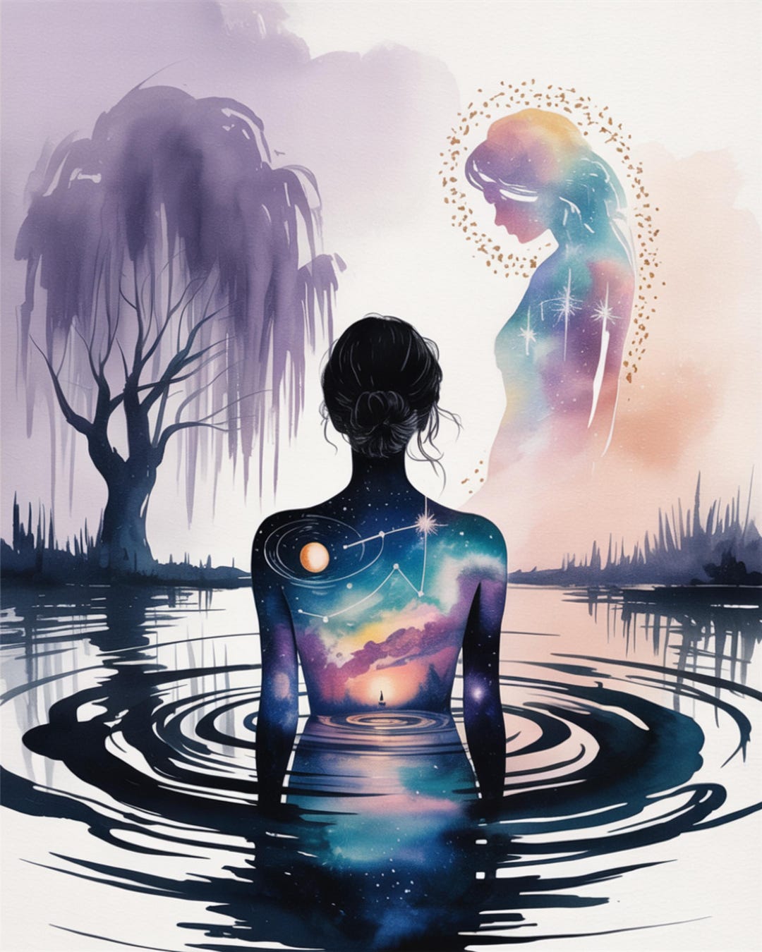 Cosmic Woman Printable Wall Art – Spiritual Galaxy Poster, Mystical ...