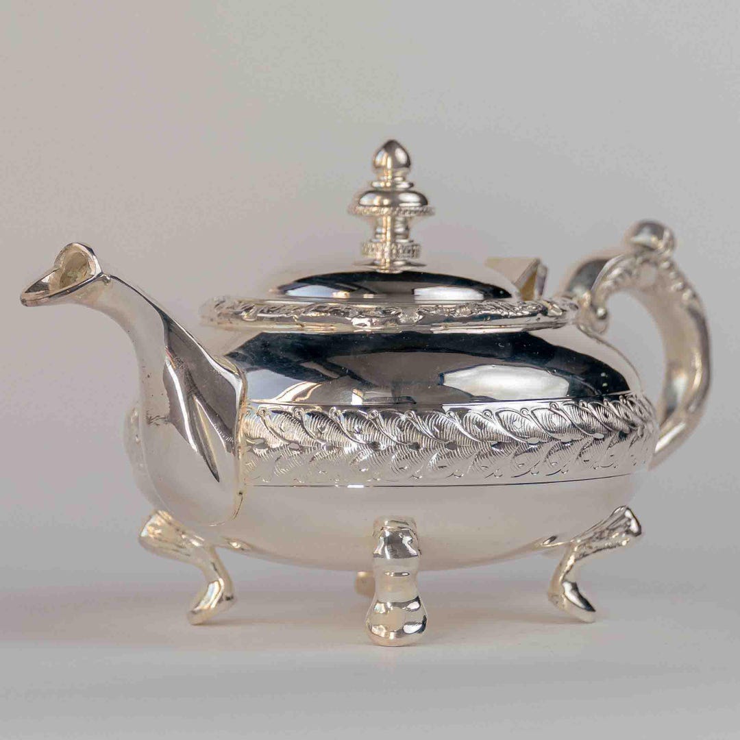 Traditional Moroccan Silver-plated Teapot – Handmade Brass Mint Tea Pot ...