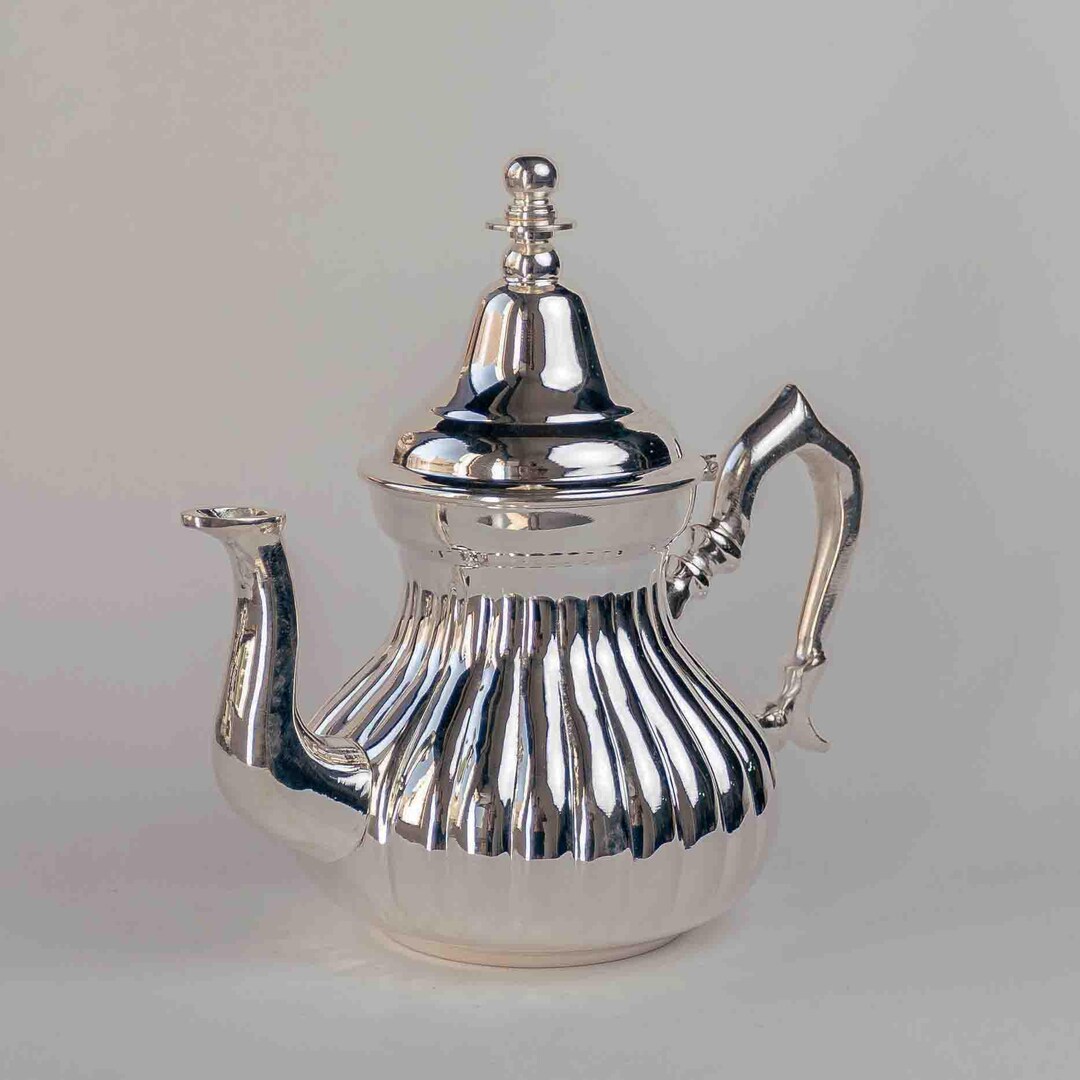 Handmade Moroccan Silver-plated Brass Teapot – Traditional Mint Tea Pot ...