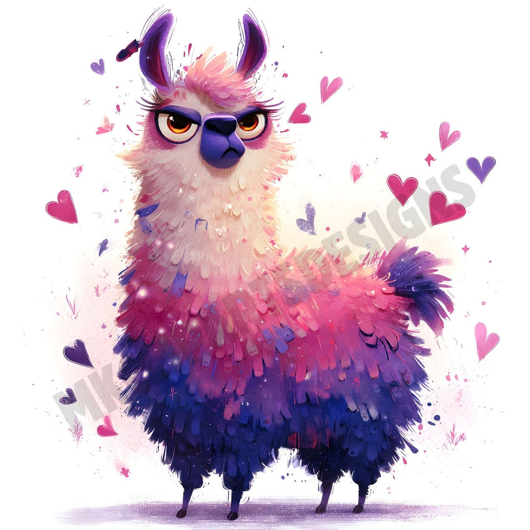 Angry Llama Clipart Bundle: Colorful Alpaca Illustrations (JPG Digital ...