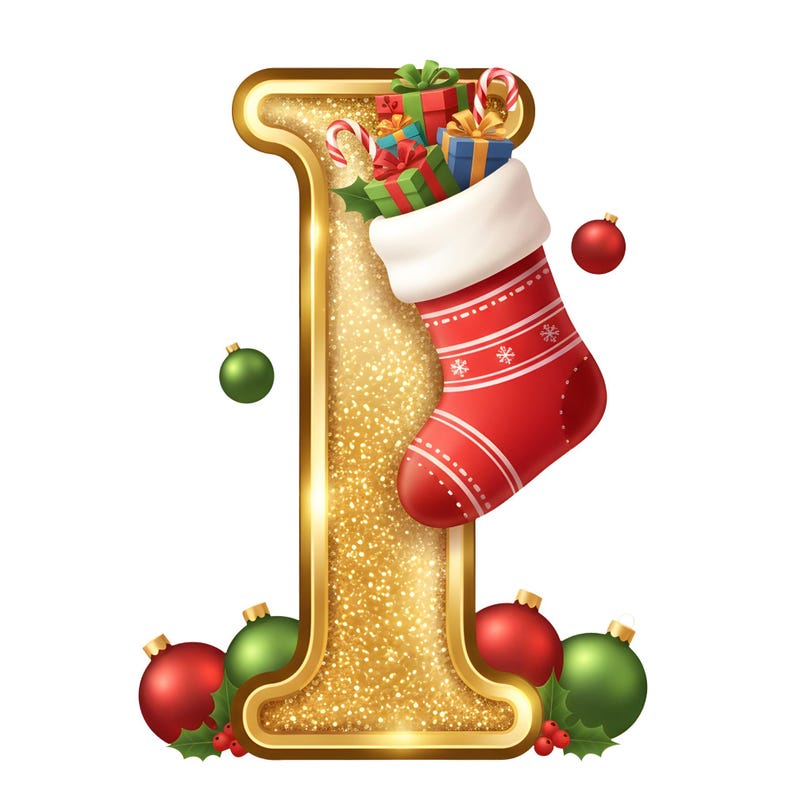 Gold Glitter Christmas Alphabet Clipart, Festive PNG Set (digital ...