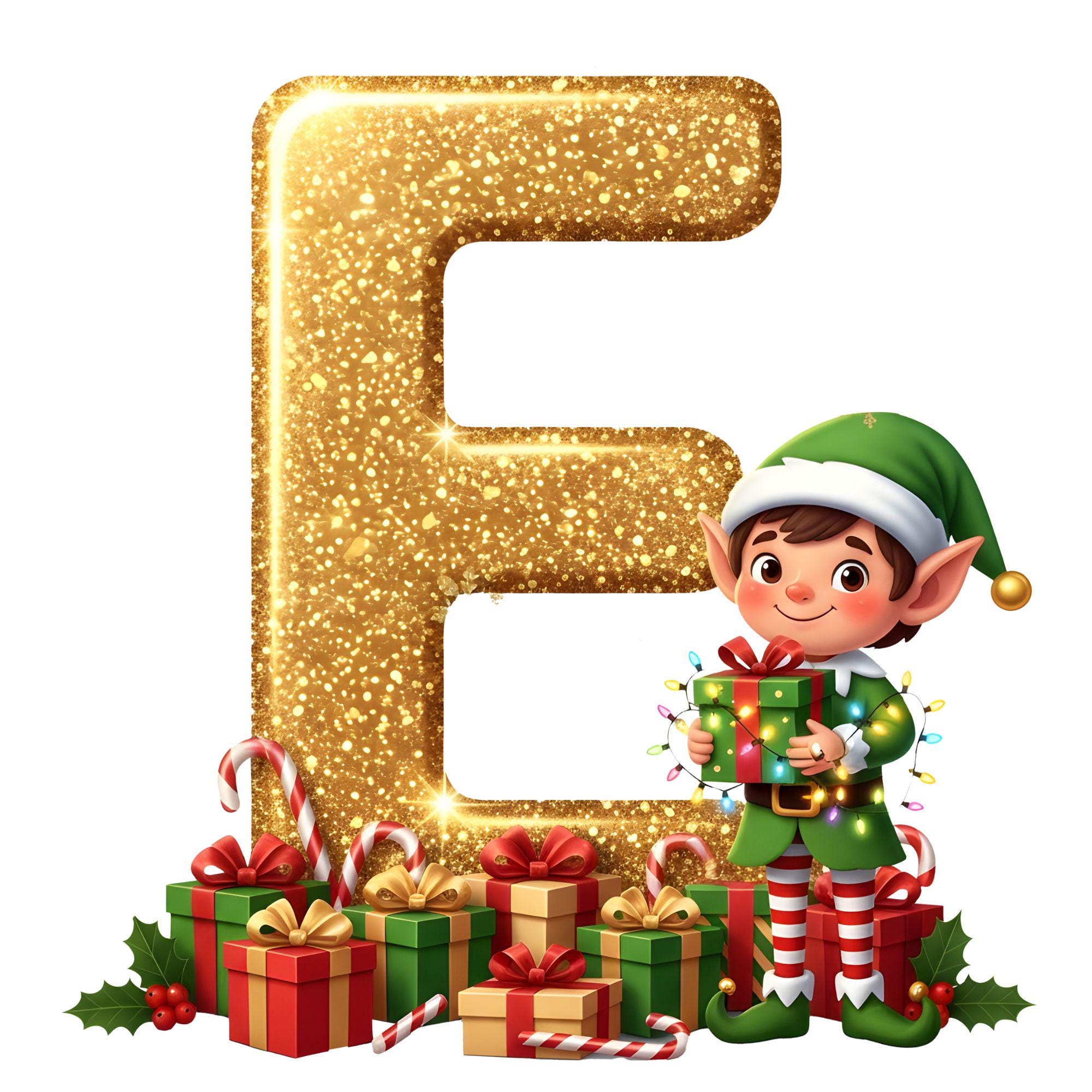 Gold Glitter Christmas Alphabet Clipart, Festive PNG Set (digital ...