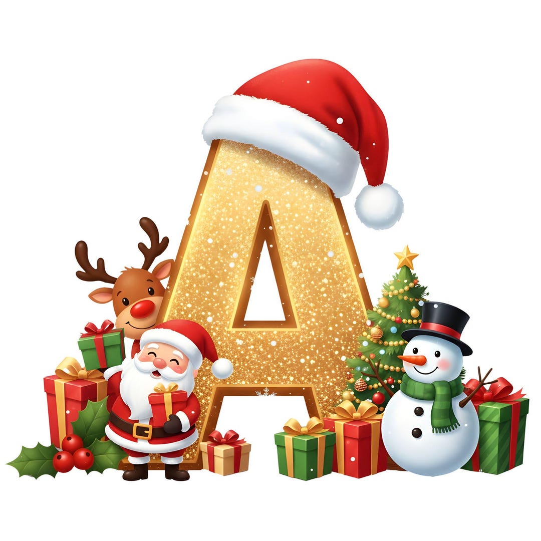 Gold Glitter Christmas Alphabet Clipart, Festive PNG Set (digital ...
