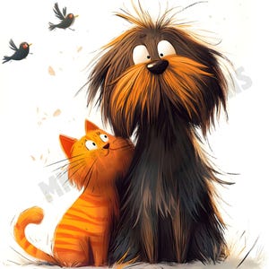 Quirky Dog & Cat Watercolor Clip Art Bundle - 24 High Res Jpgs for Junk ...