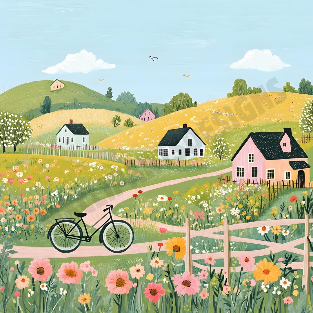Pastel Landscape Clipart Bundle: Whimsical Countryside Art (digital ...