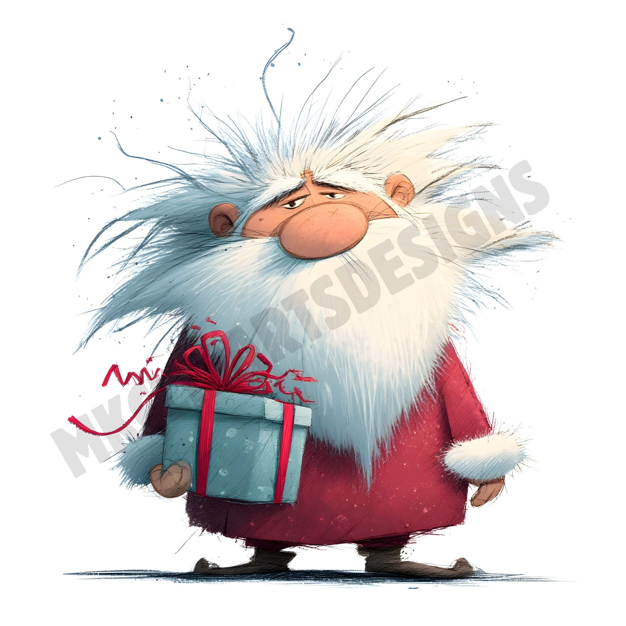 Funny Santa Claus Clipart Bundle: Christmas Cartoon PNG JPG (digital ...