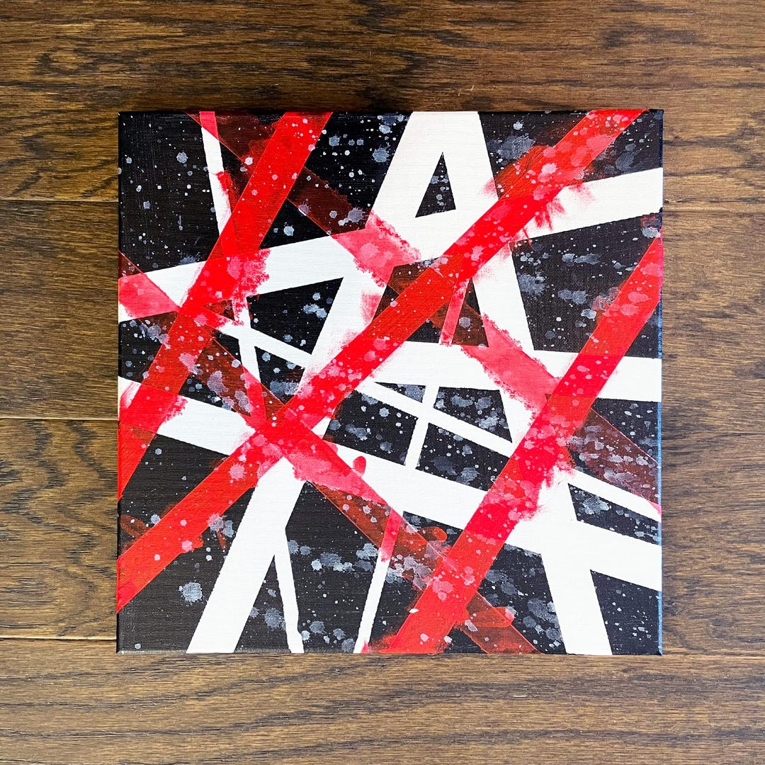 12x12 EVH Stripe Painting – Black & Red Distressed - Etsy