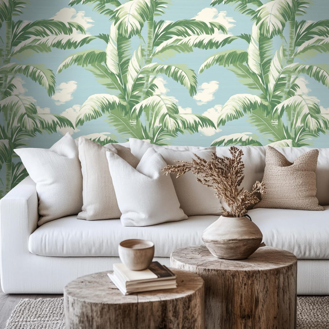 Palm Tree Wallpaper: Peel and Stick Tropical Leaf Wall Decor - Etsy
