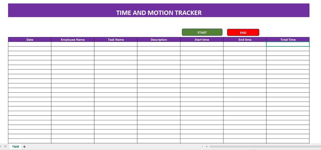 Time and Motion Tracker Excel | Printable Productivity Planner | Time ...