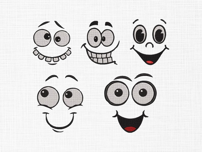 Funny Faces Embroidery Design, Crazy Faces Bundle (digital Download) - Etsy