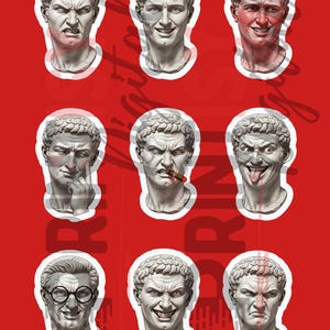 Funny Roman Statue Stickers: Ancient Art Meme Faces (digital Download ...