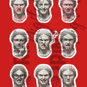Funny Roman Statue Stickers: Ancient Art Meme Faces (digital Download ...