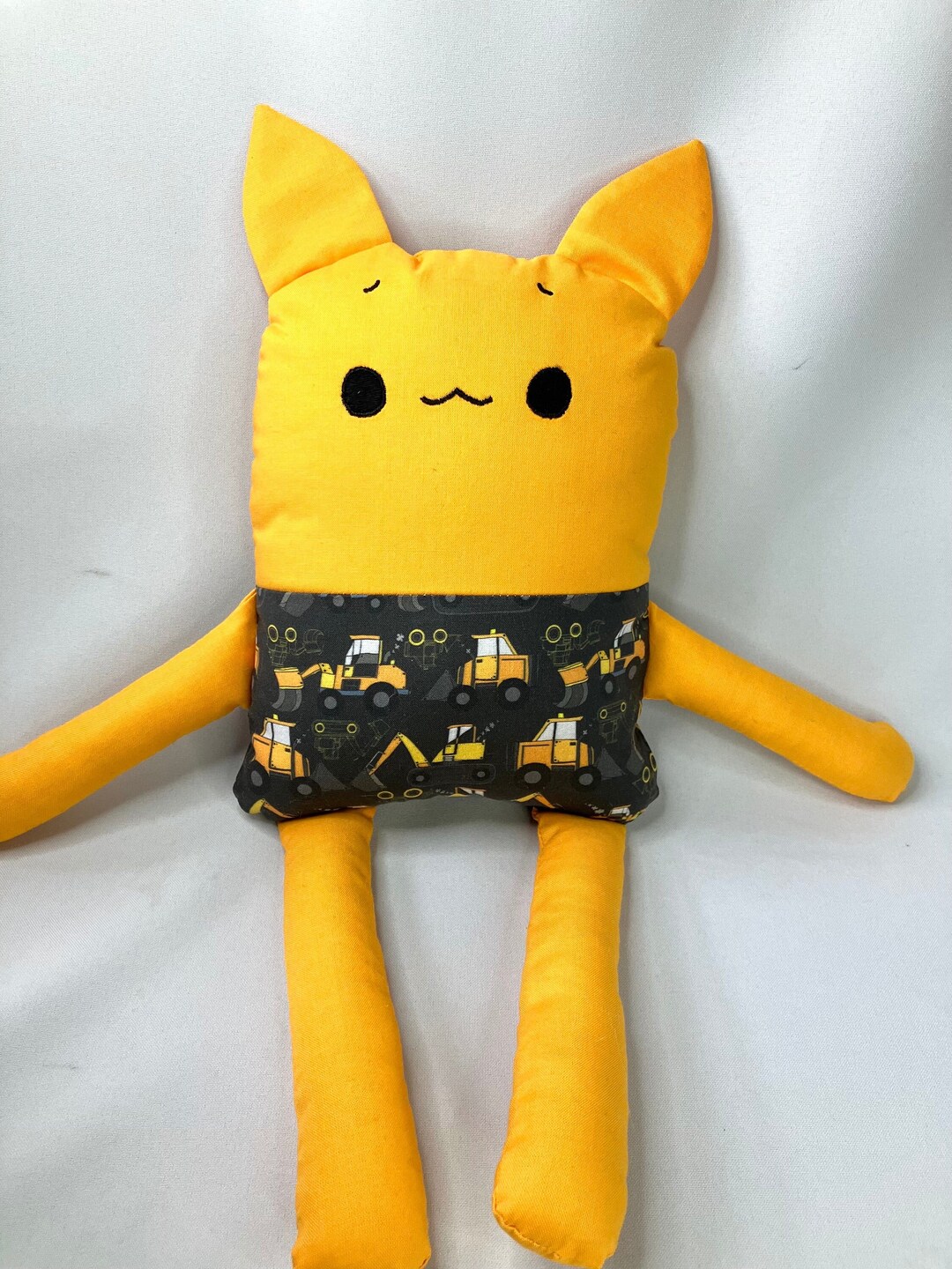 Construction Trucks Cat Stuffed Animal, Embroidered Face, Ready to Ship ...