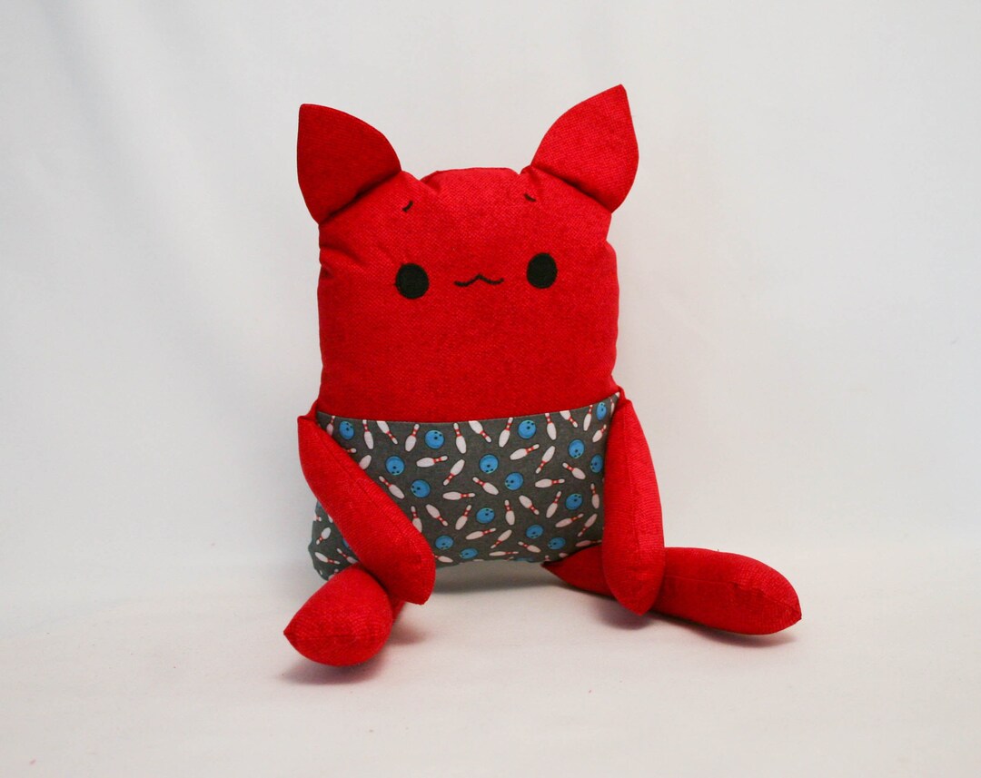 Bowling Cat Stuffed Animal Embroidered Face Ready to Ship - Etsy UK