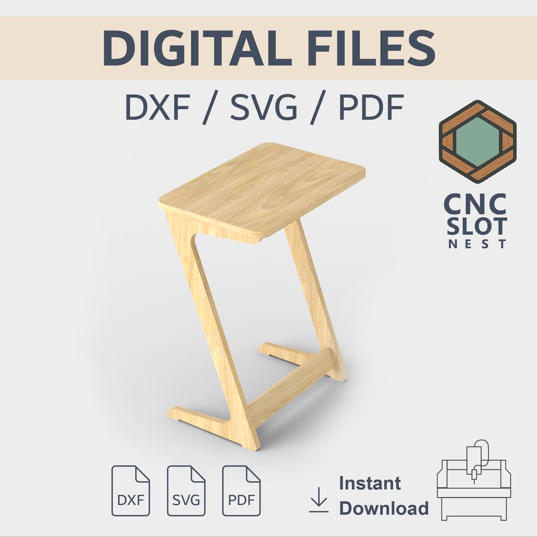 Bedside Laptop Table Dxf Svg Pdf – CNC Furniture Digital Files, Slot-in ...