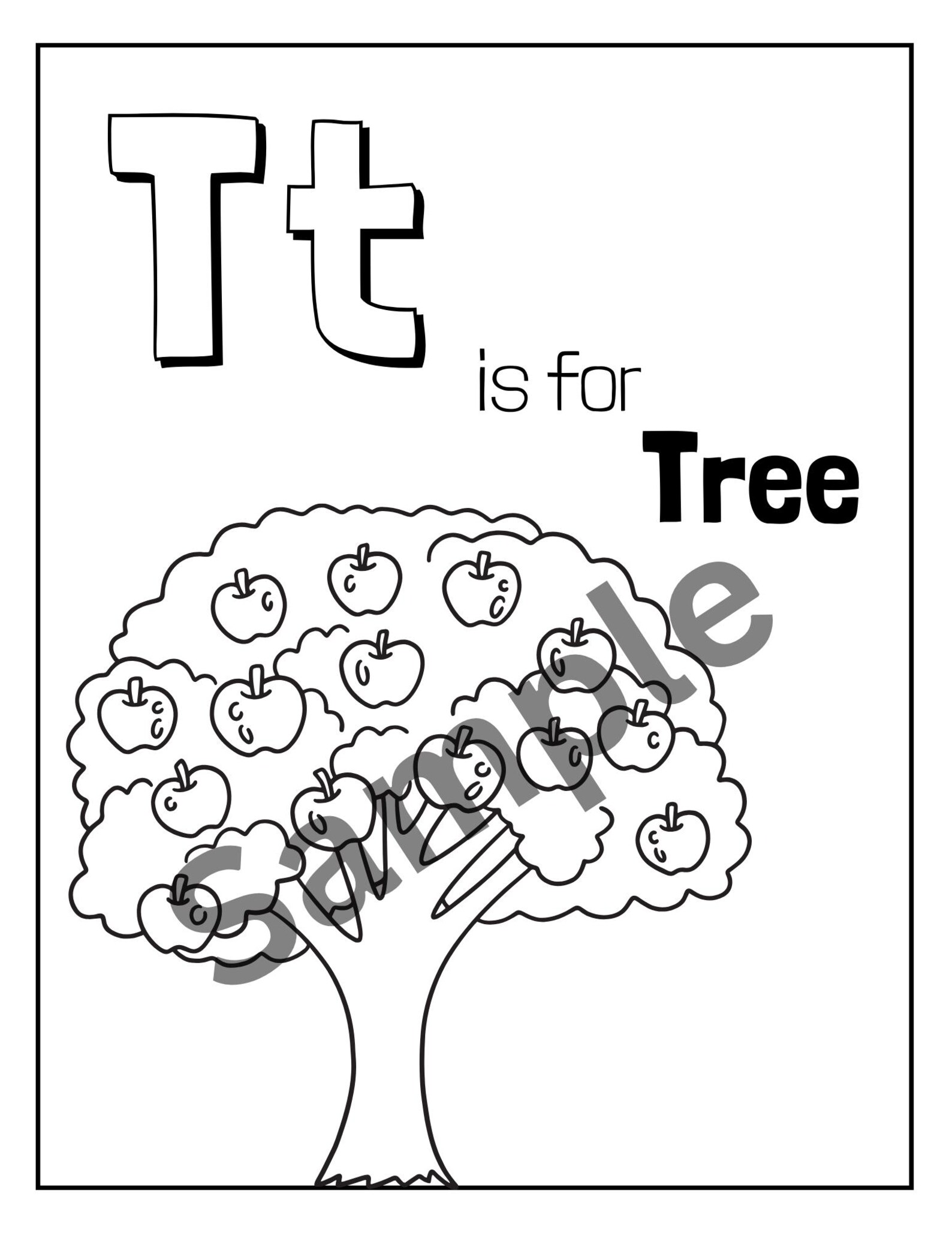 T is for Coloring Sheets - Etsy