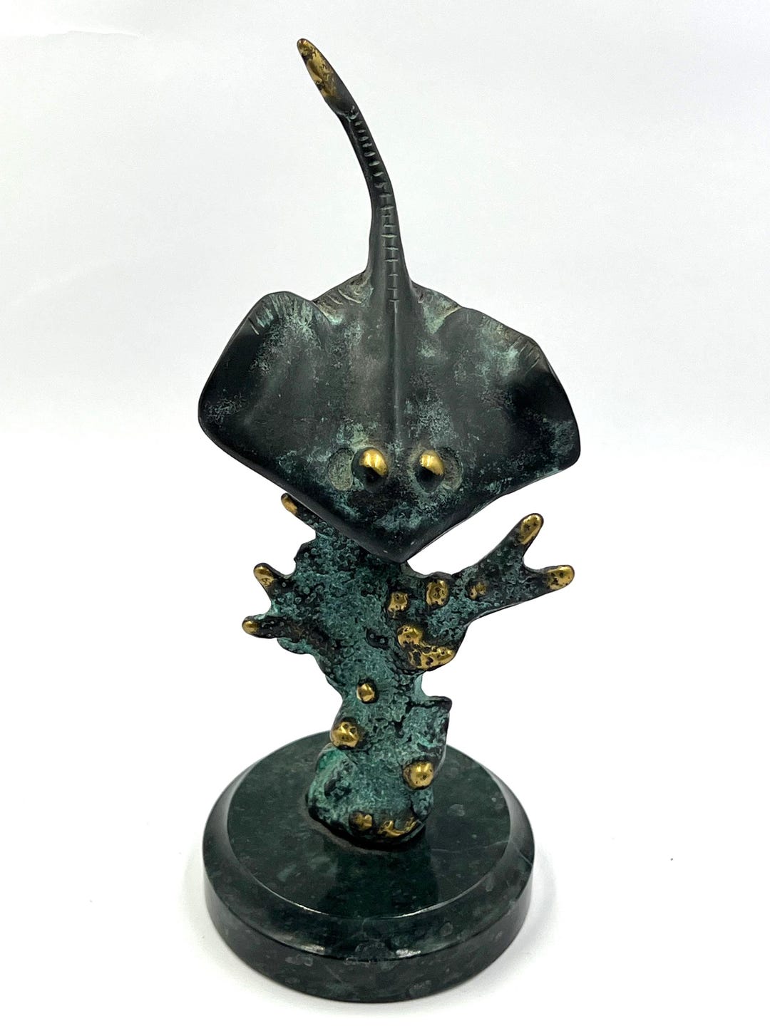 Vintage Statue SPI Gallery- Stingray Sculpture Bronze Brass Marble ...