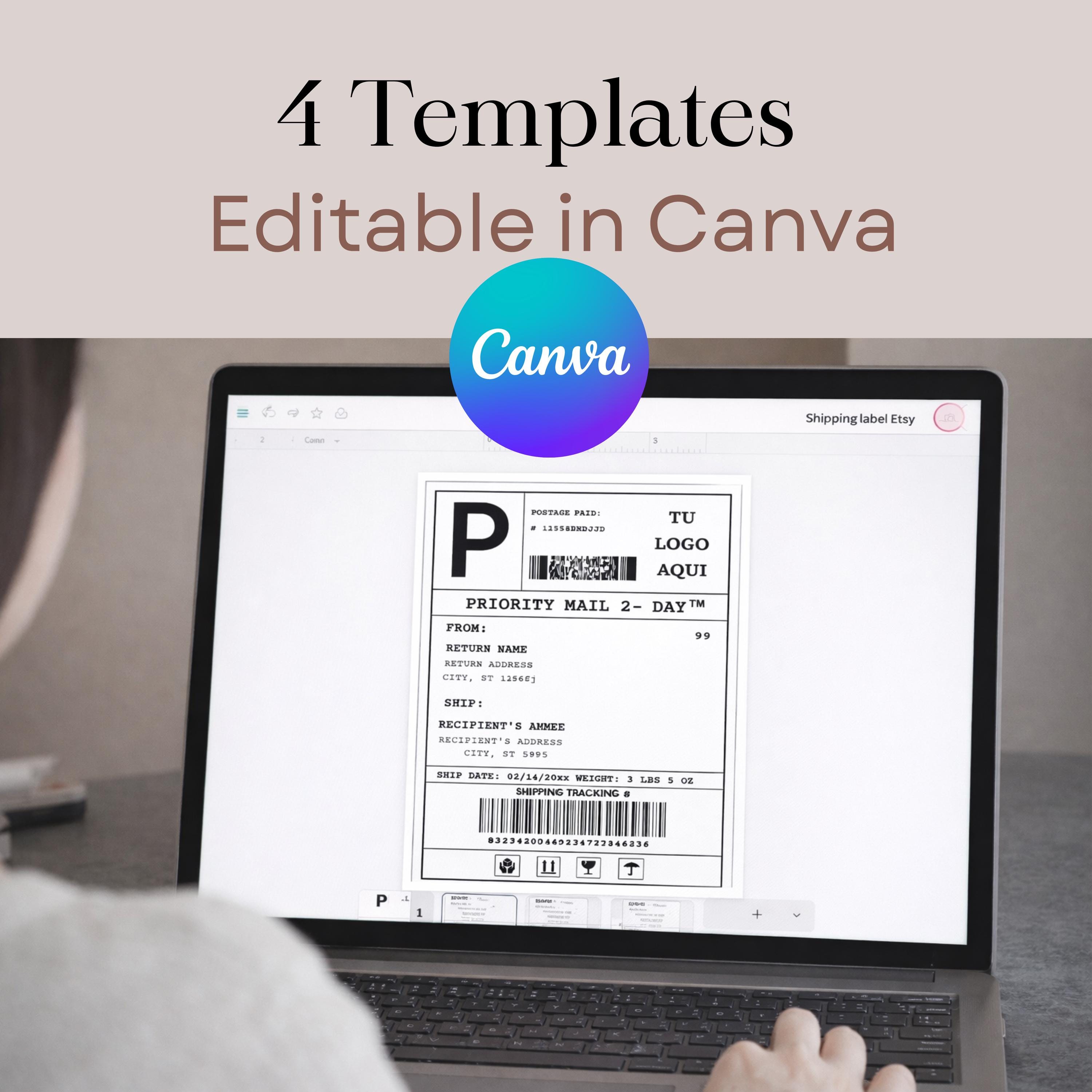 Editable Shipping Label Template Bundle, Shipping Label Custom,mail ...