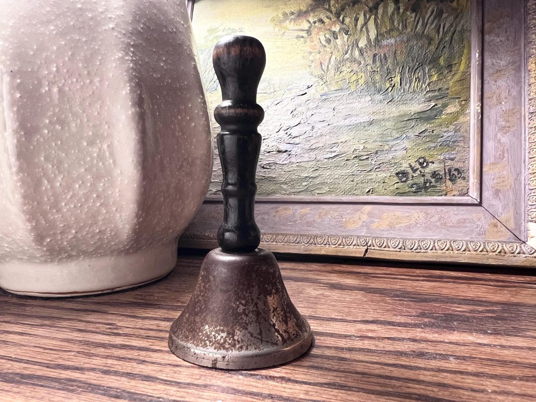 Vintage Altar Bell, Brass Ritual Bell With Wood Handle, Witchcraft Tool ...