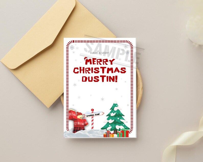 Printable Christmas Card, Editable Roblox Themed Template, Teen and ...
